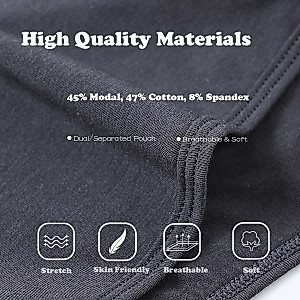 ZONBAILON Men's Dual Pouch Underwear comfortable Bulge Enhancing Boxer Briefs with Separate Pouch Modal Trunks Dark Gray XL