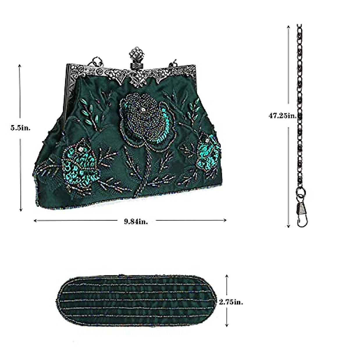LIFEWISH Wedding Clutch Purses for Women Sequin Purse Beaded Bags