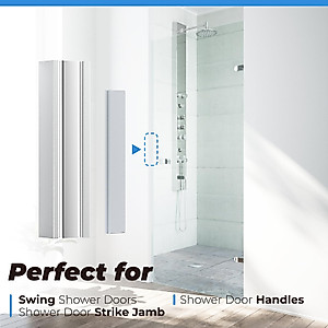 Shower Door Magnet - U Channel Door Frame with Metal Strike and Magnet for 1/8" 5/32" 3/16" and 1/4" Thick Swing Glass Shower Doors Shower Door Handles Shower Door Strike Jamb