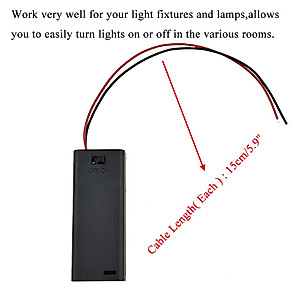 HAHIYO 3V AAA Battery Holder Bundle with Wire Sturdy Cover Flexible Springs Contact Build-in Switch Batteries Black Case Easy Install 8 Pieces for Wall Clocks Ham Radio Kids Toys, 2AAA-8Pieces