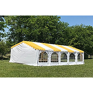 DELTA Canopies 32'x16' Budget PVC Wedding Party Tent,Easy Setup Outdoor Event Canopy,Backyard Garden Shelter Gazebo,with Waterproof Top,Galvanized Steel Frame,Commercial/Residential Use,Yellow White