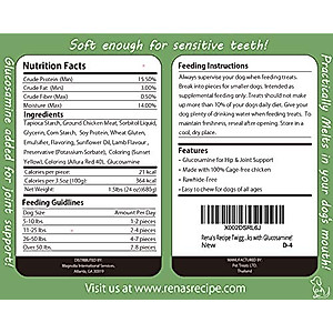 Rena's Recipe Twiggly Chicken Sticks (24oz /1.5lbs) Big Pack (Around 100 Pieces) - Rawhide Free Soft Chicken Jerky Sticks with Glucosamine!