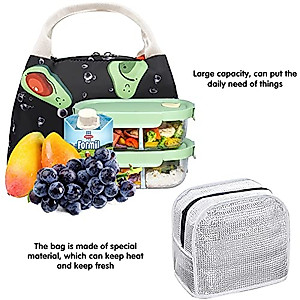 Malaxlx Avocado Print School Backpack Set for Teen Girls Boys, Bookbags with Lunch Box Pencil Case