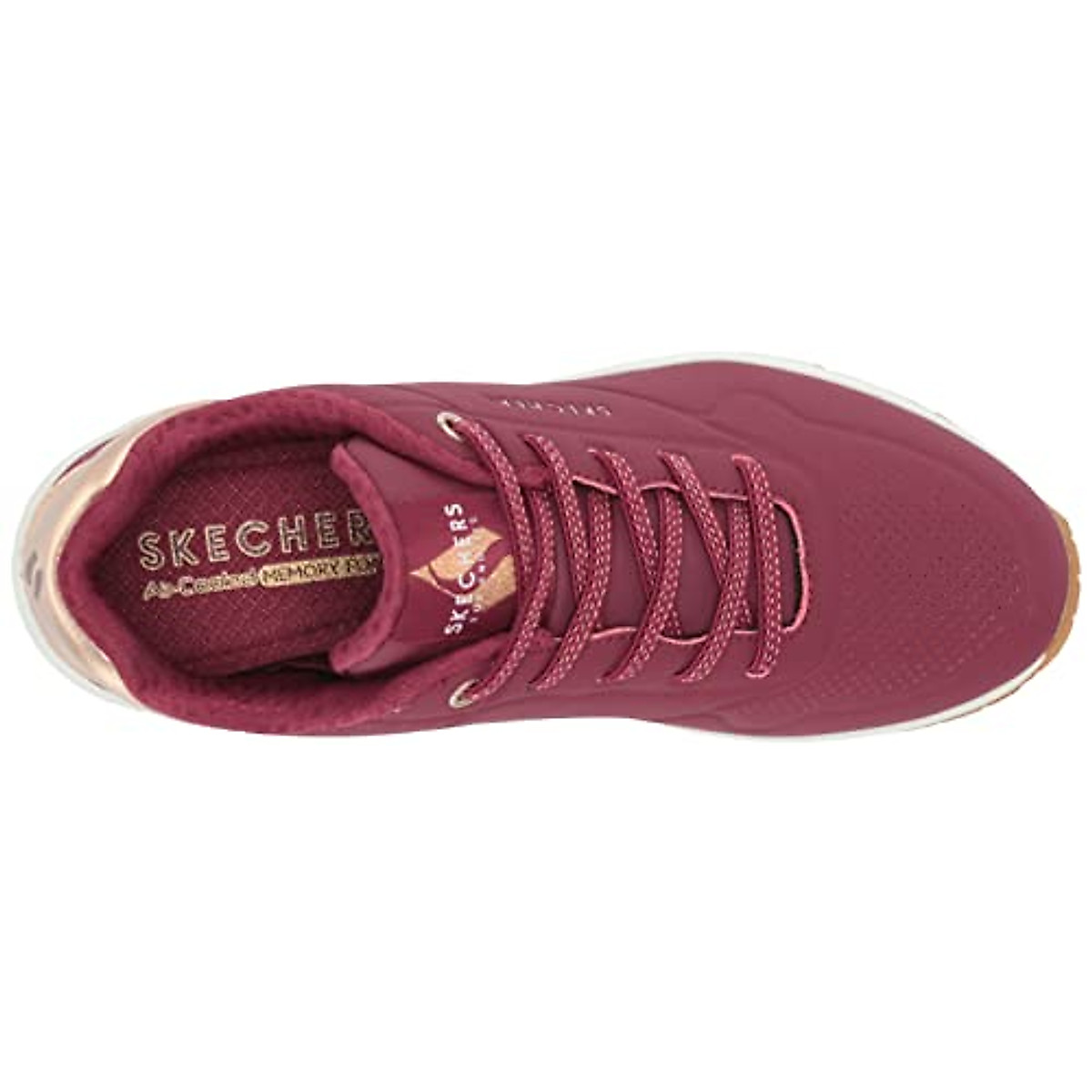 Skechers Women's UNO-Shimmer Away Sneaker, Burgundy, 7.5