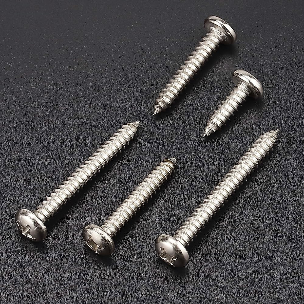 #12 x 1/2" (50 Pack) Stainless Steel Phillips Pan Head Wood Screws, Stainless Steel 304 (18-8), Pan Head Sheet Metal Screws Self Tapping Screws
