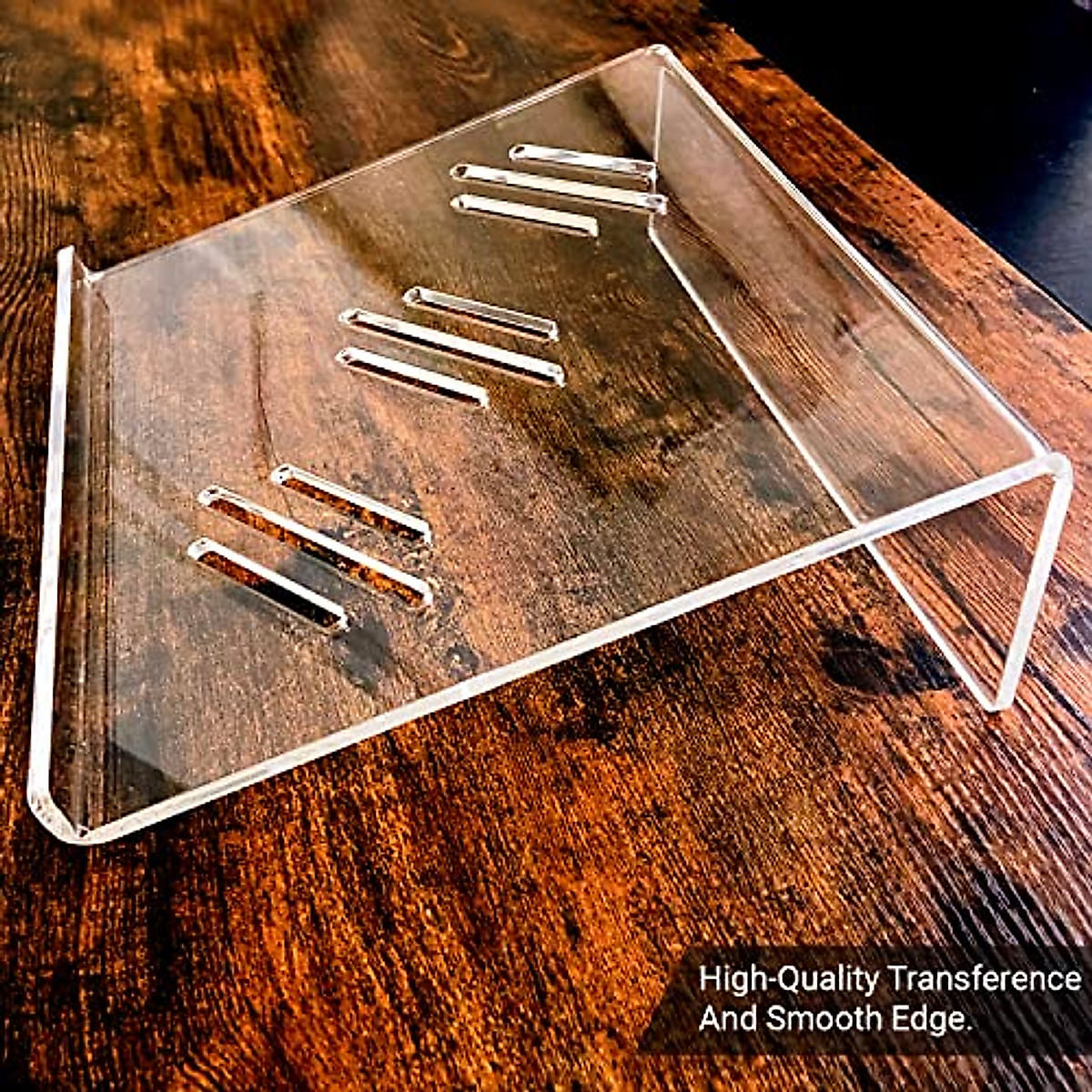 CoolaBoola Acrylic Laptop Stand – Acrylic Laptop Riser with Bonus Acrylic Phone Holder – Portable Clear Computer Stand for Desk, Office, Home – Laptop Stand with Ventilation for up to 16-inch Laptop