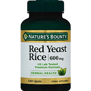 Nature's Bounty Red Yeast Rice Pills and Herbal Health Supplement, Dietary Additive, 600mg, 120 Capsules