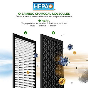 Hunter Air Purifier with Viro-Silver Pre-Filter and 2 in 1 HEPA Filter, Captures Allergens, Smoke, Odors, Mold, Dust, Germs, Pets, Mold, Smokers, Large and Medium Room Air Purifier (Large)
