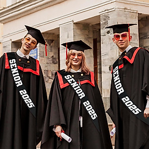 Generic 8 Pcs Black Senior 2025 Sashes with Silver Glitter Letters - Senior Sash Class of 2025, Senior Cheer Sash, Graduation Celebration sash, Class Competition Sashes, Graduation Party Supplies