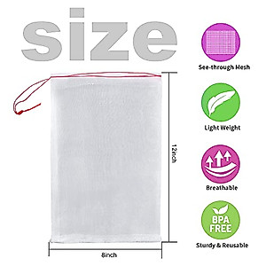 YGDZ Fruit Protection Bags, 25pcs 12"x8" Fruit Netting Bags Garden Garden Netting Bags Fruit Tree Bags Drawstring Nylon Mesh Netting Barrier Bag for Protecting Fruits and Vegetables