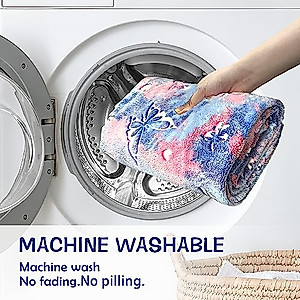 SOCHOW Butterfly Glow in The Dark Blanket for Daughters, Toys for 3-10 Year Old Birthday Presents, Soft Cozy Flannel Throw Blanket for Preteens Teens, Purple 50 x 60 Inches