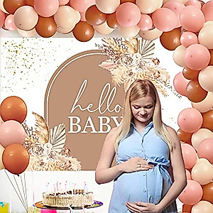 InMemory Boho Baby Shower Backdrop Pampas Grass Floral Rainbow Arch Hello Baby Shower Photography Background for Bohemian Girls Baby Shower Decorations Oh Baby Party Banner Photo Booth Backdrops 7x5ft