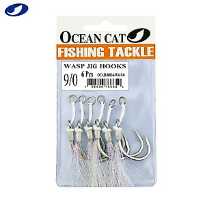 OCEAN CAT Assist Hooks Wasp Glow Jigging Jigs Slow Fast Fall Hooks Size 5/0,7/0,9/0 (9/0, 1 pack)