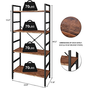 Mellingcasa 4 Tier Wood Shelving Unit,Adjustable Bookshelves Organizer,Office Shelves Small Book Shelf,Display Rack Shelves for Living Room,Bedroom and Office(4 Tier Bookshelf)