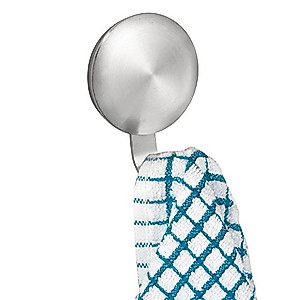 InterDesign AFFIXX Peel and Stick Adhesive Stainless Steel Storage Hook (Set of 2), Damage-Free, Removes Cleanly, No Residue - Medium, Brushed