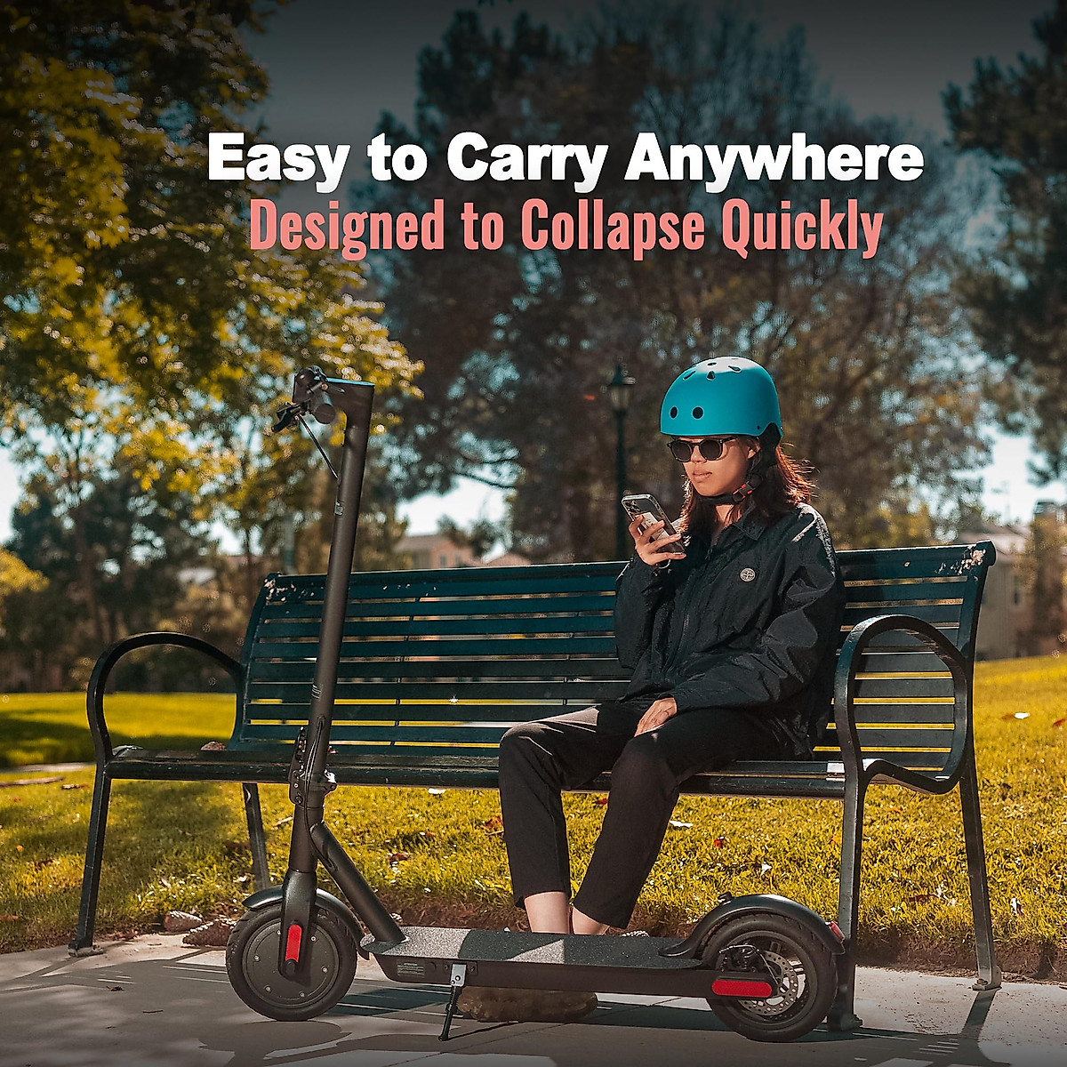 Electric Scooter for Adults and Kids Quick Folding IPX5 15.5 mph Max Speed 28 Miles Long-Range Battery with 350W Motor E-Scooter for Commuter (Black)