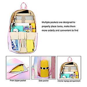CAMTOP School Backpacks for Teen Girls Rainbow Backpack School Bookbags Set Lunch bag Pencil Case (Y064/Rainbow)