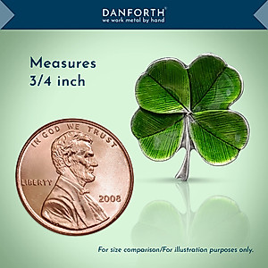 DANFORTH – Green Four Leaf Clover Lapel Pin, Shamrock Pin, Handcast Pewter Lapel Pin, 3/4", Made In USA