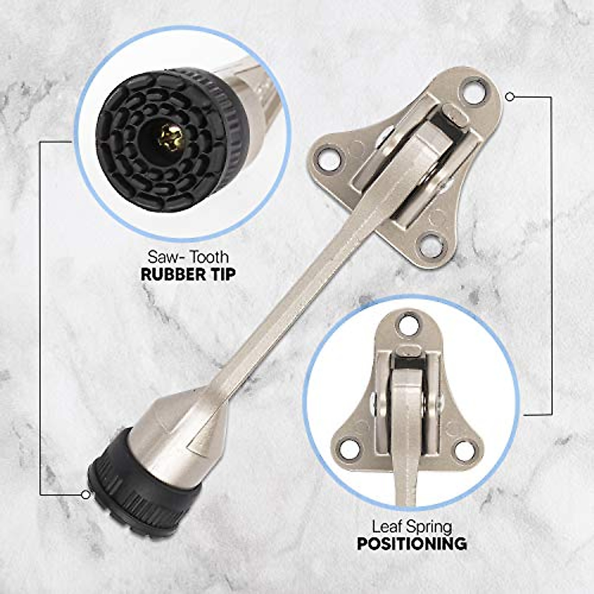 HOME&I Easy Pedal Kickdown Door Stopper,4-Inch Basic Commercial Doorstops Holder Kick Door Kickstand Height-Adjustable Rubber Foot (4 Inch-Black)