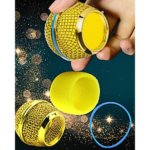 RhymKawa Gold Microphone Cover for Shuer SM58, SM58LC, Beta58, Beta58A, SA-M30, SV100, RK143G Windscreen Replacement, 2 Pack