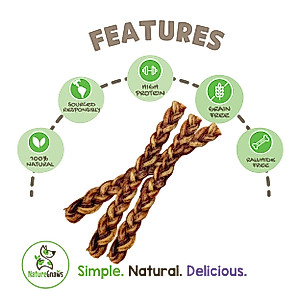 Nature Gnaws Braided Bully Sticks for Dogs 11-12" (10 Count) - Long Lasting for Aggressive Chewers and Large Dogs - Natural Beef Dog Chew Bones