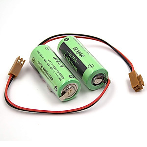 (2-Pack) 3V 2200mAh PLC Replacement Battery for SANYO CR17450SE-R A98L-0031-0012 - CR17450-17450, FANUC CNC Series Power Mate iD, PowerMate iH, 0i-B/0i-Mate-B, 15-B, 15i-A, 15i-B, 16/18-B, 16i/18i/21i