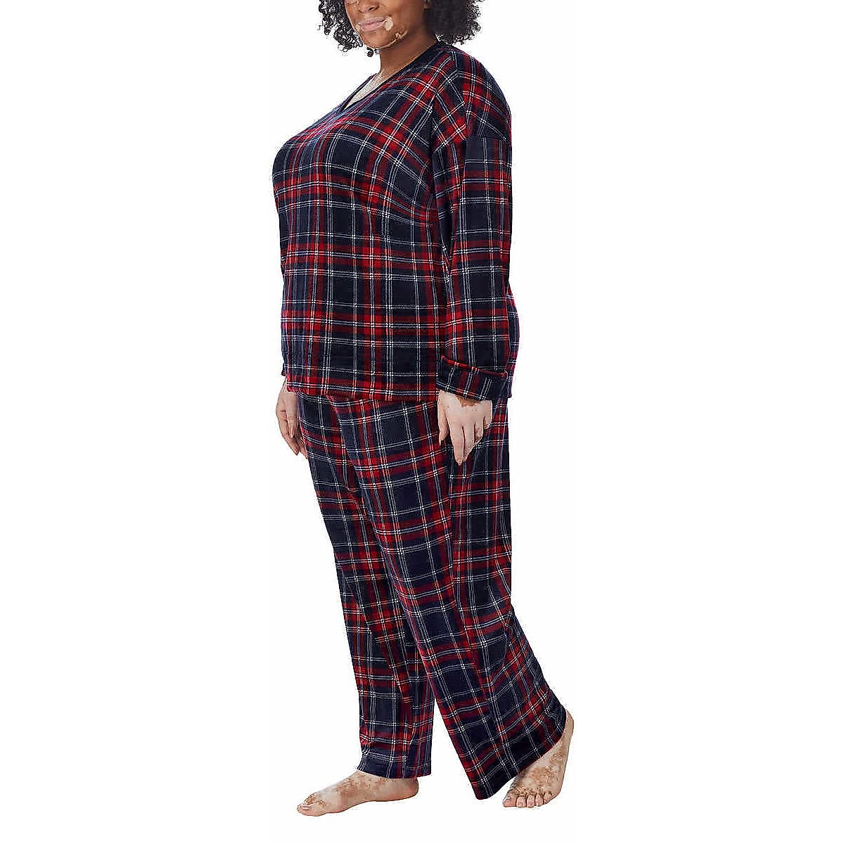 Nautica Womens Pajamas - Cozy Silky Fleece - 2 Piece Long Sleeve Winter Sleepwear Set for Women, Celebrate Plaid, XX-Large