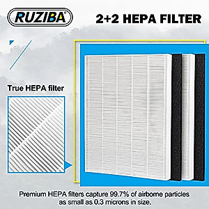 RUZIBA C545 Filter Replacement for Winix S Filter, Compatible with Winix C545 P150 B151 Air Purifier, Part# 1712-0096-00 and 2522-0058-00, 2 HEPA and 2 Pre-filter