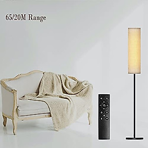 Tedgor Floor Lamp for Living Room, Adjustable LED Floor Lamp with Remote Control, Tall Modern Standing Lamp with Beige Lamp Shade, 12W LED Soft Light for Bedroom,Reading, Study Room Black