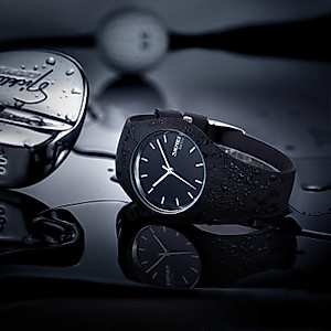 Gosasa Casual Simple Style Silicone Strap women Sports Watches 30M Waterproof (Black White Hands)