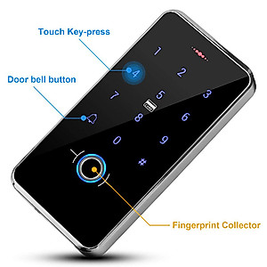 HFeng Outdoor IP68 Waterproof RFID Access Control Keypad Fingerprint Biometrics Access Controller WG26/34 Card Reader + 10pcs 13.56MHz Keyfobs for Home/Office