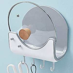 XJJZS Multifunction Lid Rack Holder Wall Mounted Pan Pot Pan Cover Stand Cutting Board Holder Kitchen Organizer with Hooks (Color : A)
