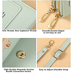 Women's Anti-theft Leather Crossbody RFID Blocking Bag,Mini Touch Screen One Shoulder Mobile Phone Purse (BLUE)
