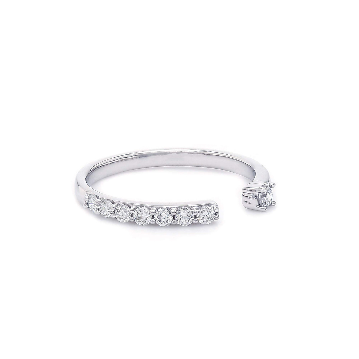 14k White Gold Lab-Grown Diamond Wedding Band Open Ring (1/3 cttw, F-G Color, VS-SI Clarity) Size 7