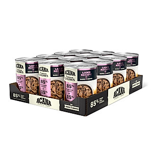 ACANA Premium Chunks Wet Dog Food, Lamb Recipe in Beef Bone Broth and beef liver, 12.8oz (Case of 12)