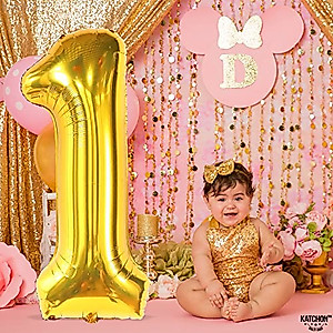 KatchOn, Gold One Balloon for First Birthday - 40 Inch | 1 Balloon for 1st Birthday | Number 1 Balloon for 1st Birthday Decorations for Boys | First Birthday Balloons, Wild One Balloons Decorations