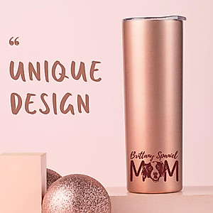Onebttl Brittany Spaniel Gifts for Brittany Mom, Brittany Dog Design, Dog Mom Gifts, 20oz Stainless Steel Insulated Skinny Tumbler with Lid & Straw, Rose Gold - Brittany Mom