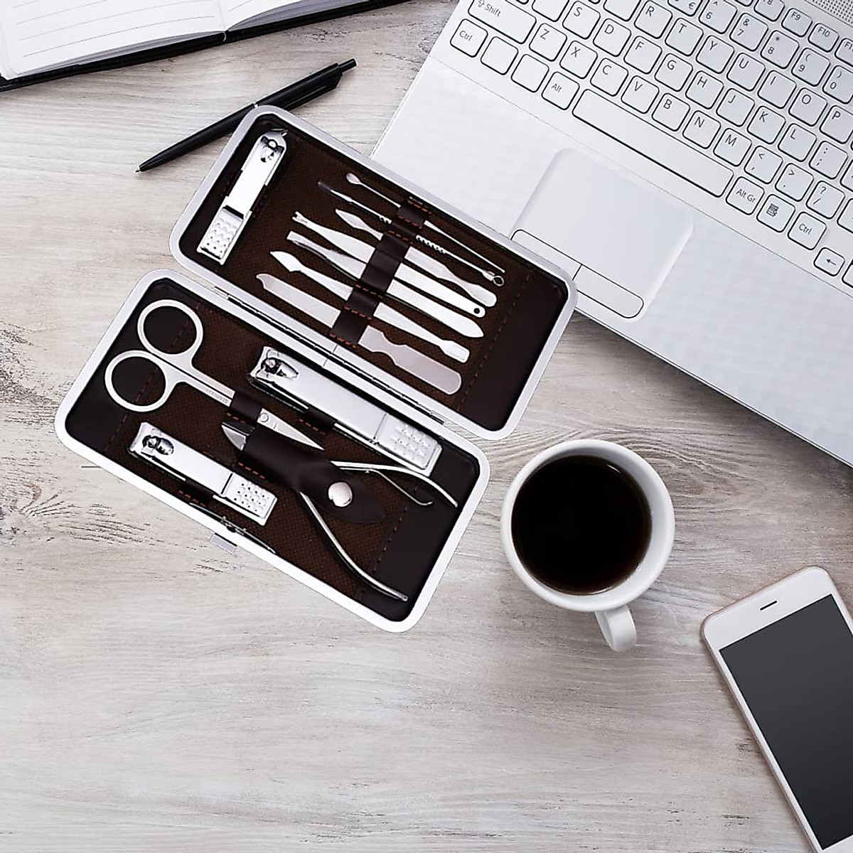 Tseoa Manicure, Pedicure Kit, Nail Clippers, Professional Grooming Kit, Nail Tools with Luxurious Travel Case, Set of 12 … (nail clippers 12pcs)