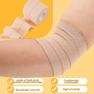 2 Rolls Adhesive Elastic Tape Bandage Tape Wrap Flexible Stretch Bandages for Sports Ankle, Knee and Wrist Sprains (Beige,2 Inch Wide)