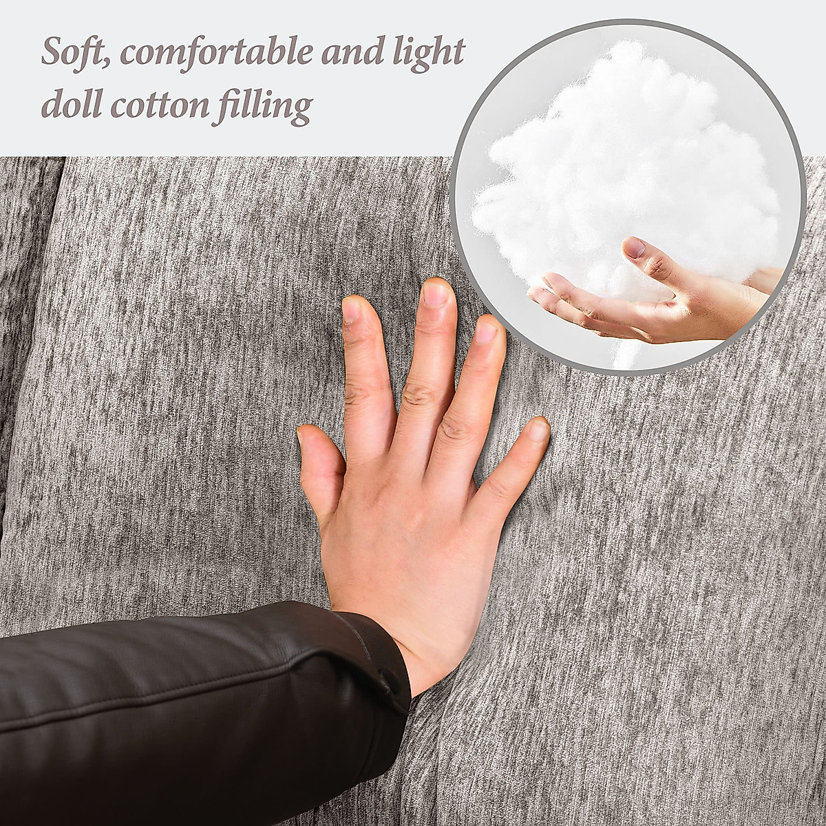 Prohon 84" L Shaped Modern Chenille Convertible Sectional Reversible Chaise Lounge and 2 Pillows, 4-Seat Couches Upholstered Small Space Sofas for Living Room,Apartment,Office, Grey