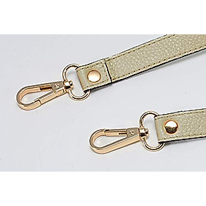 VanEnjoy Full Grain Leather Replacement Strap, 0.98 inch Width Gold Hardware (Beige, Length:24")