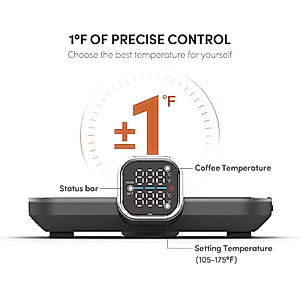 ikago Smart Mug Warmer - Accurate Thermometry Coffee Mug Warmer with Cup Sensing, Smart Thermostat 1℉Control Coffee Warmer, Digital Display Coffee Cup Warmer for Desk Auto-Off, Perfect for Gifts