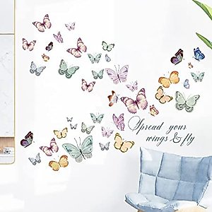 BOLENN Wall Stickers self-Adhesive Multicoloured Butterflies Peel and Vinyl Stick Decorative Wall Decals for Bedroom/Living/Nursery/Kindergarten/House for Rent