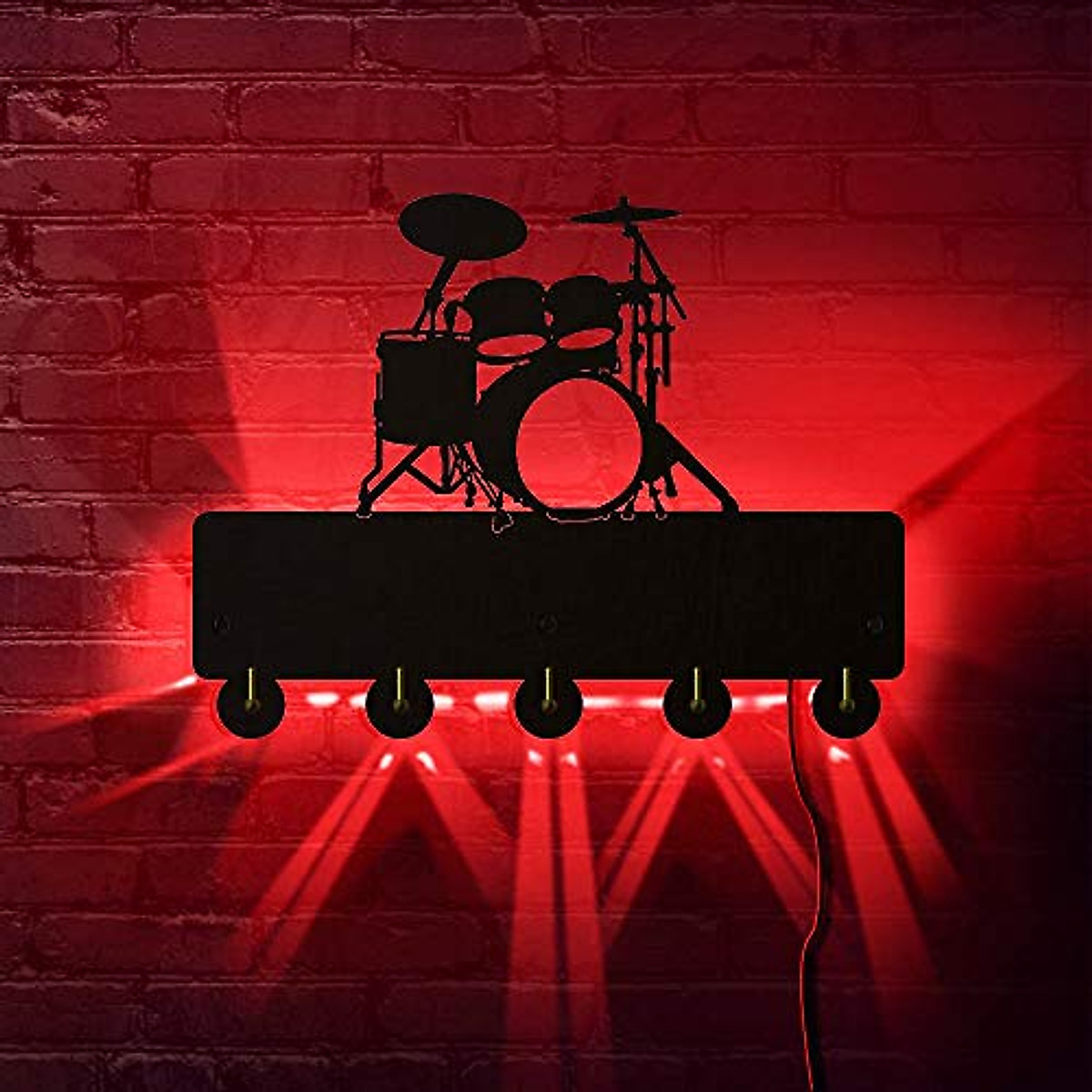The Geeky Days Drum Kit Design Multi-Purpose Wall Hook Clothes Coat Hat Key Hanging Hooks Music Instrument Household Decor Wall Art Towel Hooks for Music Drummer Gift