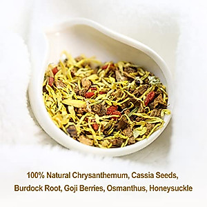 FullChea - Chrysanthemum Cassia Seed Tea, 30 Teabags, 5g/bag - Burdock Root, Goji Berries, Osmanthus, Honeysuckle Combination Herbal Tea - Liver Clearing & Vision Improving