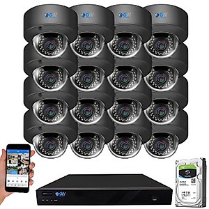 GW Security 16 Channel 4K NVR 8MP (3840x2160) H.265 IP PoE Security Camera System with 16 UHD 4K 2.8-12mm Varifocal Zoom Color Night Vision Waterproof AI Dome Camera, Intelligence AI Smart Functions