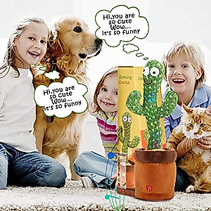 Emoin Dancing Cactus Baby Toys 6 to 12 Months, Talking Cactus Toys Repeats What You Say Baby Boy Toys, Dancing Cactus Mimicking Toy with LED English Sing Talking 15 Second Voice Recorder Musical Toys