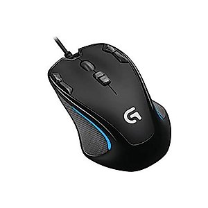 Logitech G300s Wired Gaming Mouse, 2,5K Sensor, 2,500 DPI, RGB, Lightweight, 9 Programmable Controls, On-Board Memory, Compatible with PC/Mac - Black