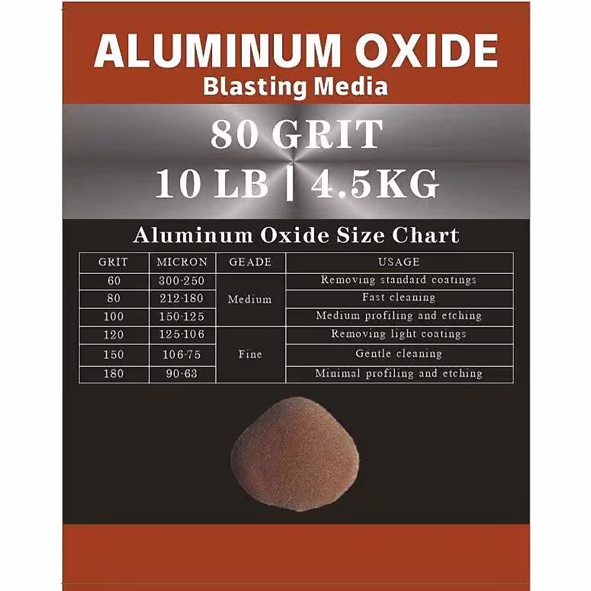 Aluminum Oxide - 10 LBS - Medium to Fine Sand Blasting Abrasive Media for Blasting Cabinet or Blasting Guns. #80 GRIT