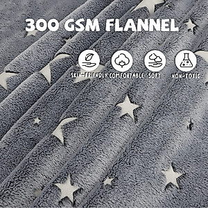 Glow in The Dark Blanket for Kids Unique Birthday Gifts for Girls Boys Teens Soft Cozy Warm Fuzzy Cute Throw Blanket All Seasons Gray Glowing Stars Blankets for Couch Sofa Bed 50"×60"